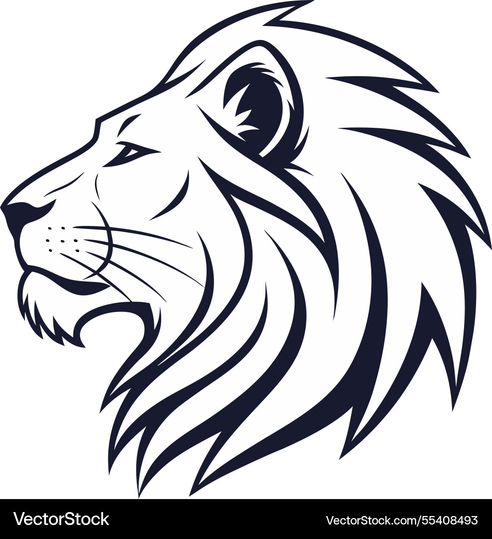 Silhouette lion head label image Royalty Free Vector Image