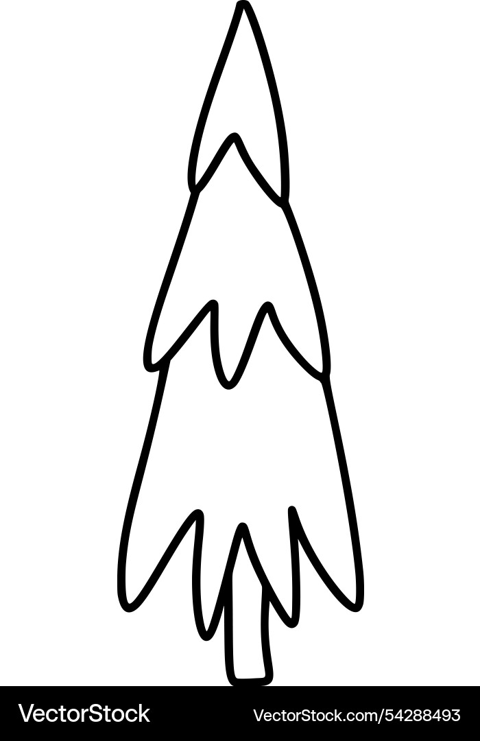 Simple christmas tree icon drawing celebrating Vector Image