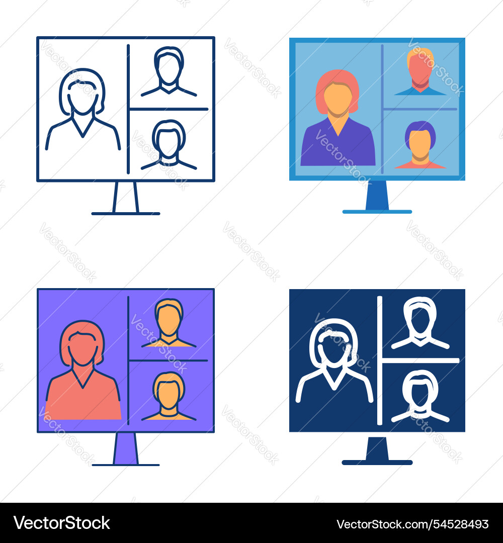 Video conference line icon set Royalty Free Vector Image
