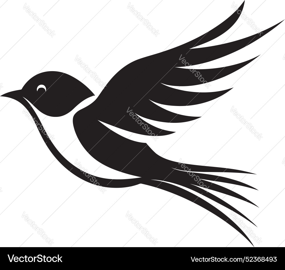 Whimsical glide cute black bird icon aerial Vector Image