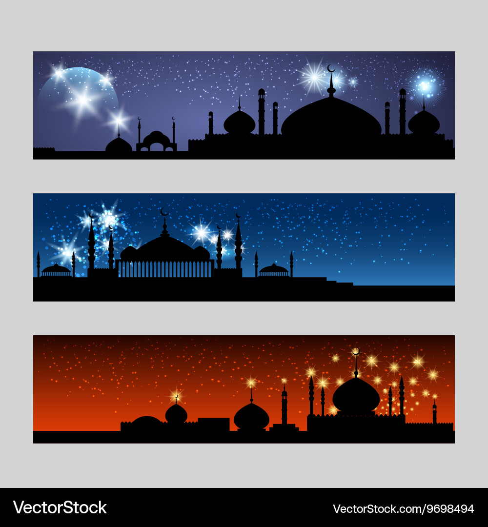 Arabic banners set with mosque Royalty Free Vector Image