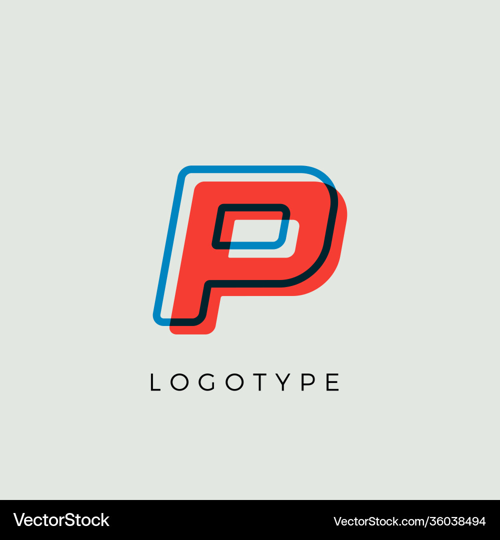 Bold 3D Letter P with Depth Royalty Free Vector Image