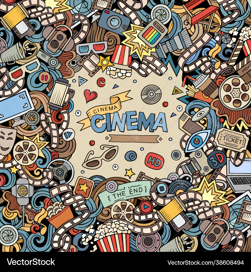 Cartoon cute doodles cinema frame design Vector Image