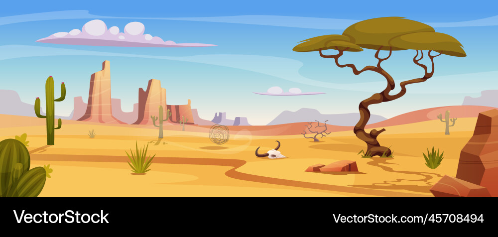 Desert landscape outdoor background arizona style Vector Image