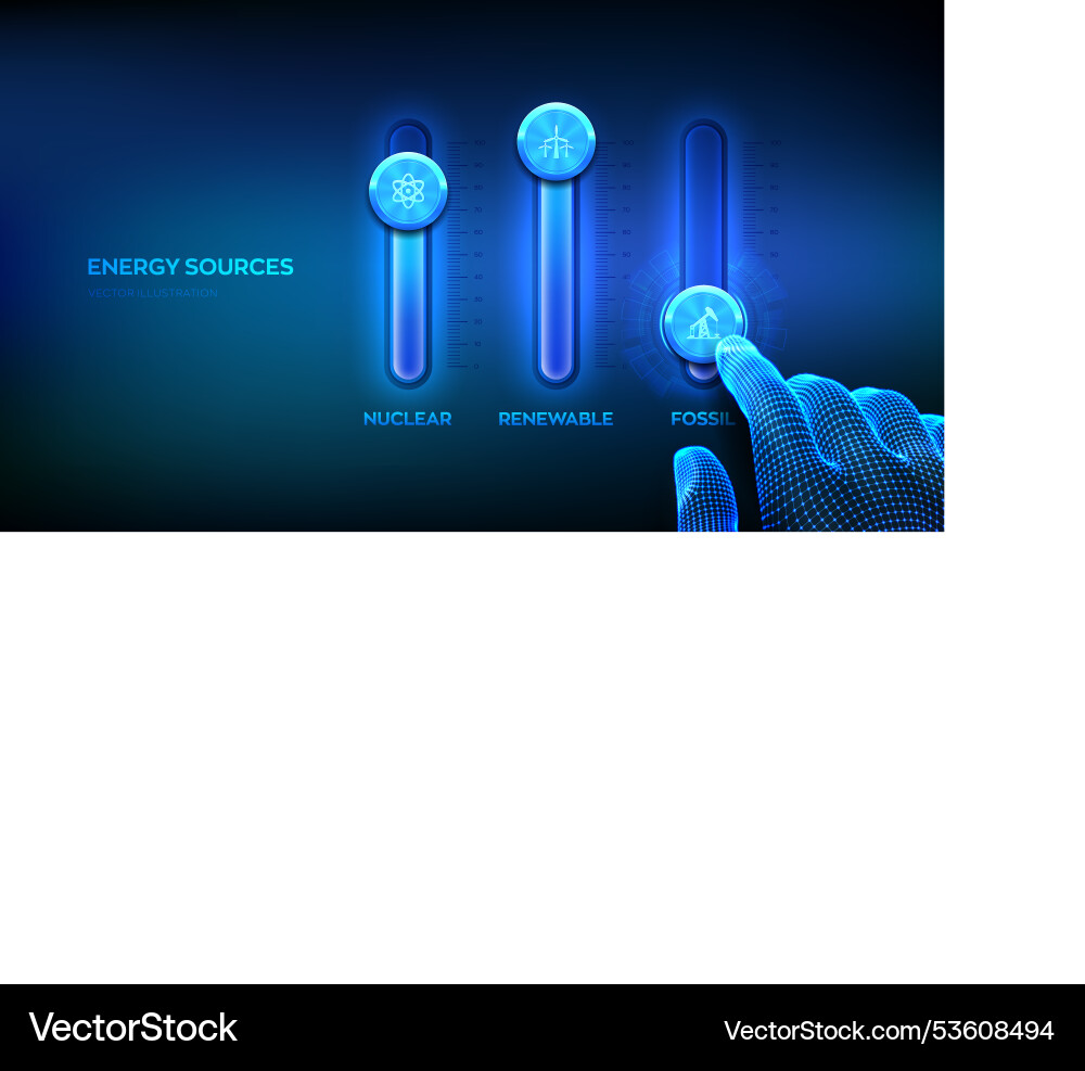 Energy sources control panel for fossil fuel Vector Image
