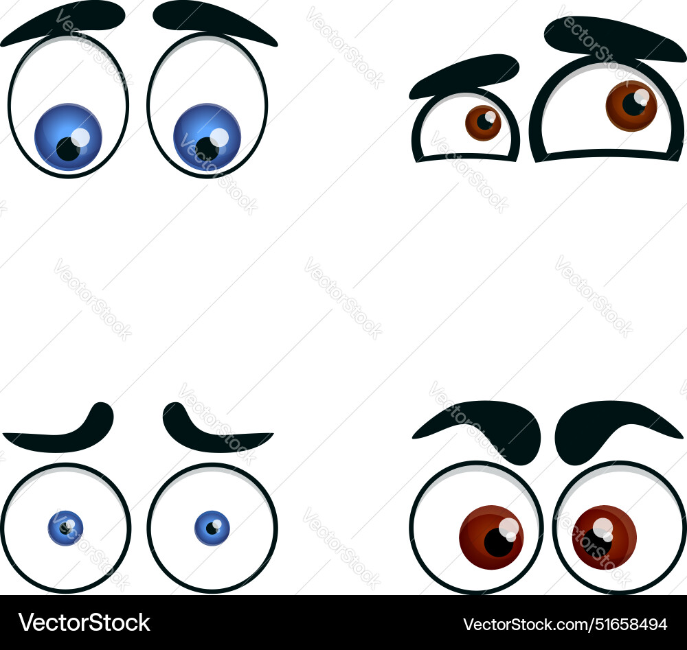 Eye expression icons set cartoon Royalty Free Vector Image