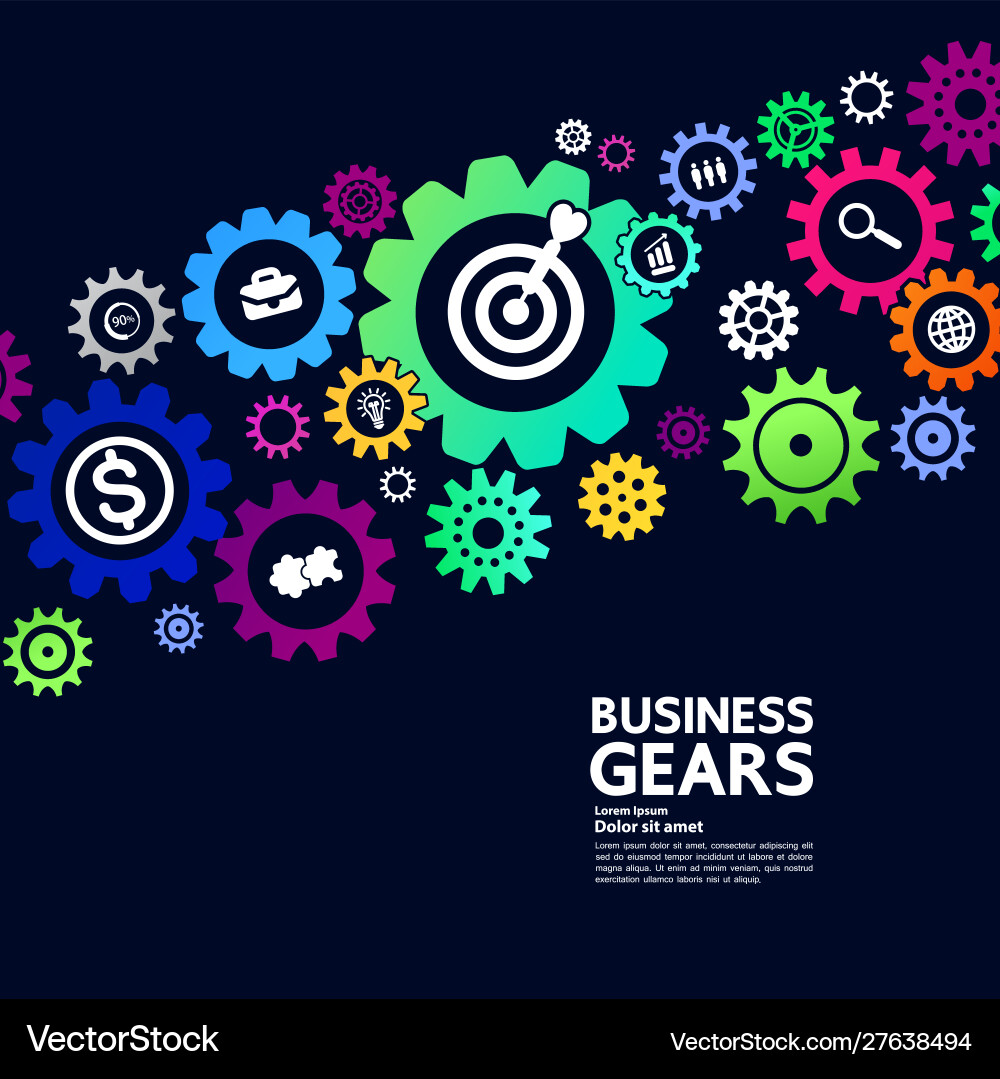 Gears creative idea set grand Royalty Free Vector Image