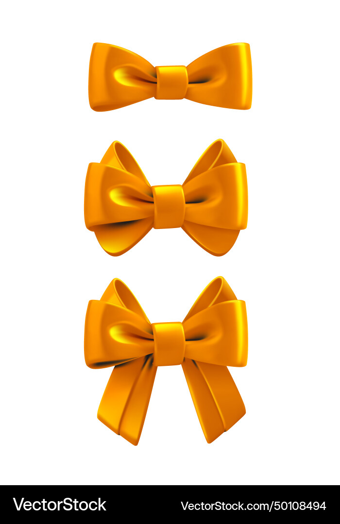 Golden bow collection isolated on white Royalty Free Vector