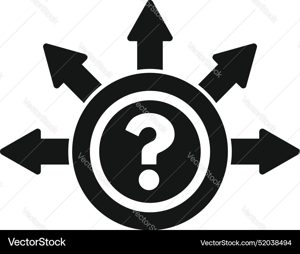 Question mark surrounded by arrows pointing Vector Image