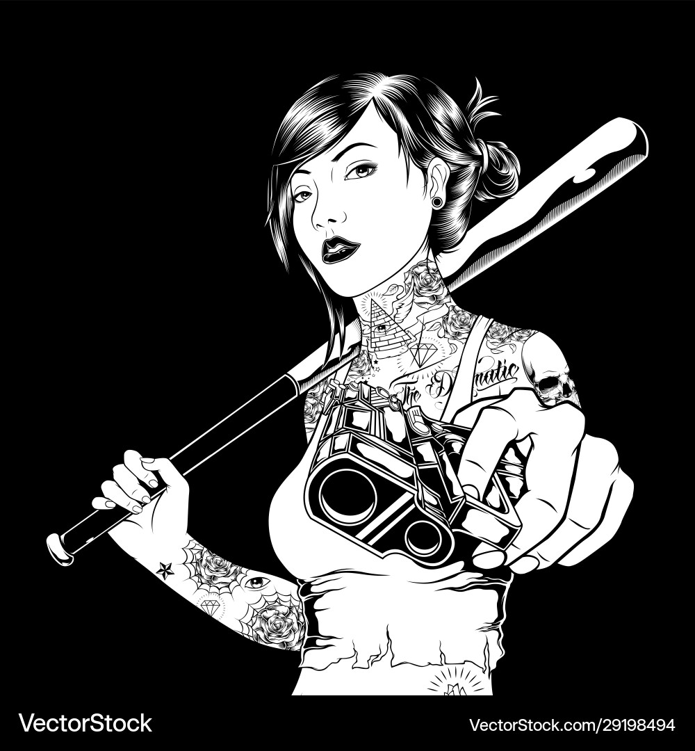 Retro Mafia Girl with Gun Royalty Free Vector Image