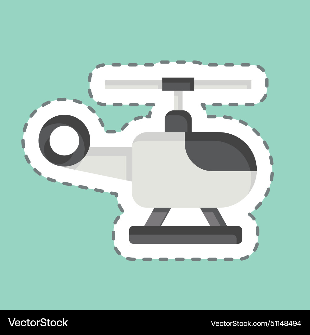 Sticker line cut helicopter related to navigation Vector Image