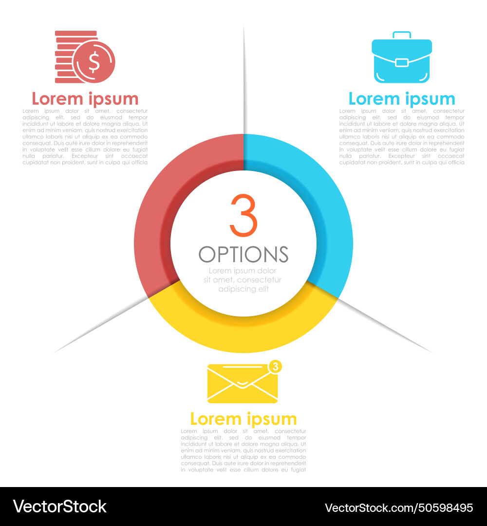 Circle business infographic template with 3 steps Vector Image