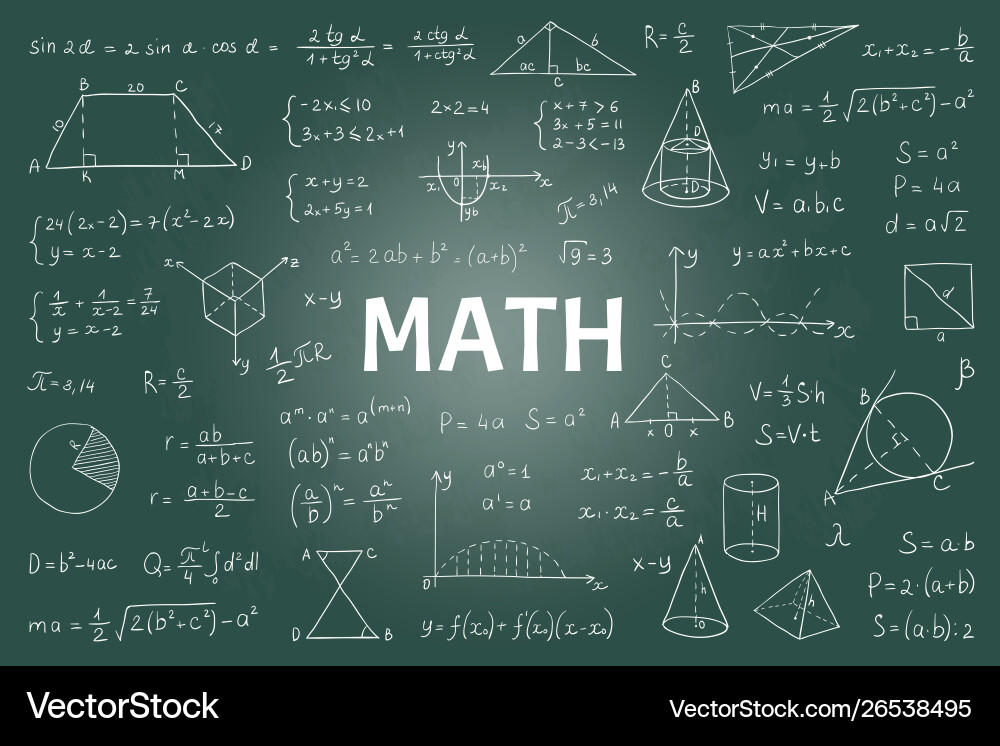 Doodle math blackboard mathematical theory Vector Image