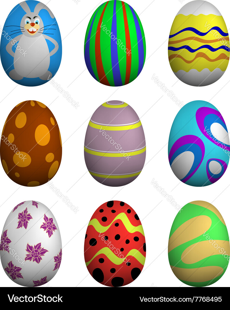 Easter eggs set Royalty Free Vector Image - VectorStock