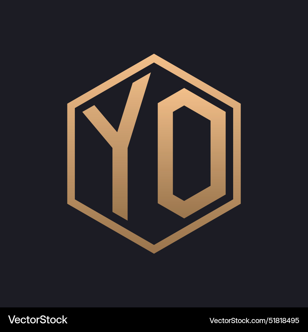 Elegant hexagon letter yo logo design initial Vector Image
