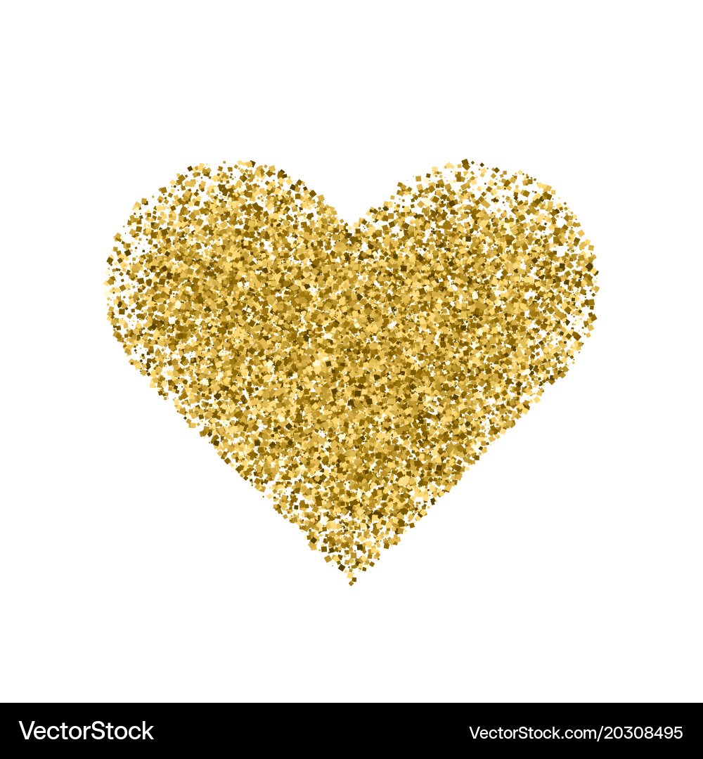 Golden heart isolated on white Royalty Free Vector Image