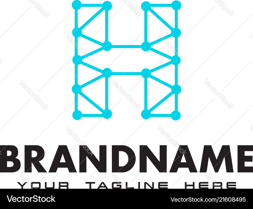 H Network Connection Logo Royalty Free Vector Image
