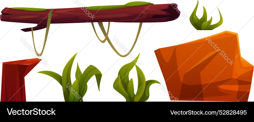 Jungle landscape design elements set Royalty Free Vector