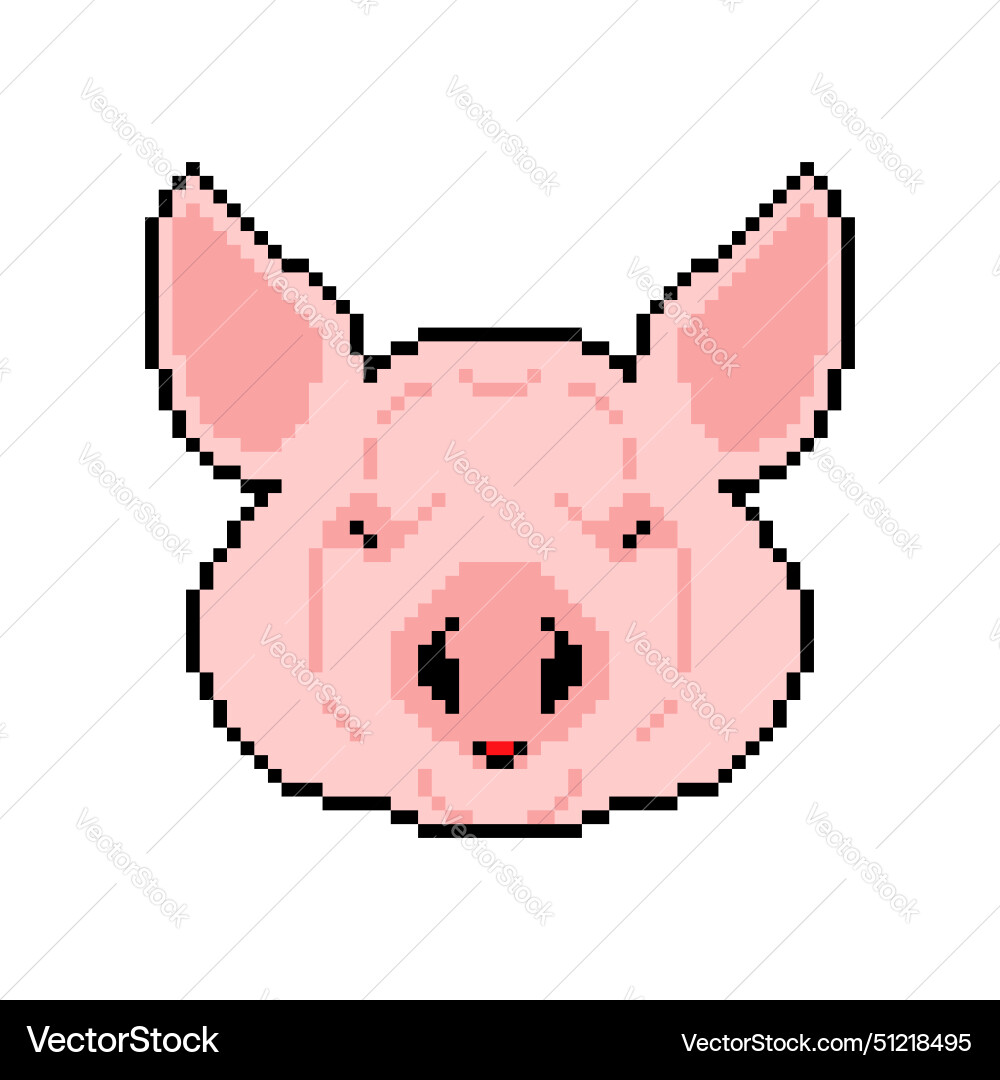 Pig head pixel art pixelated piggy 8bit Royalty Free Vector