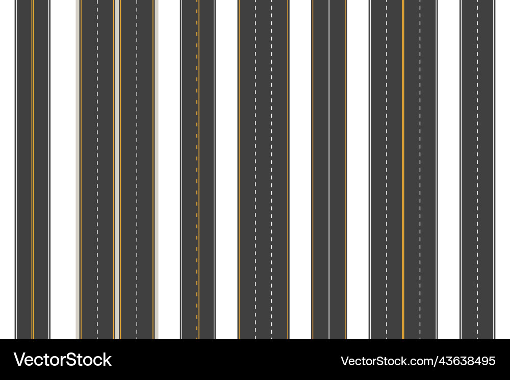 Road lane top view asphalt highway with various Vector Image