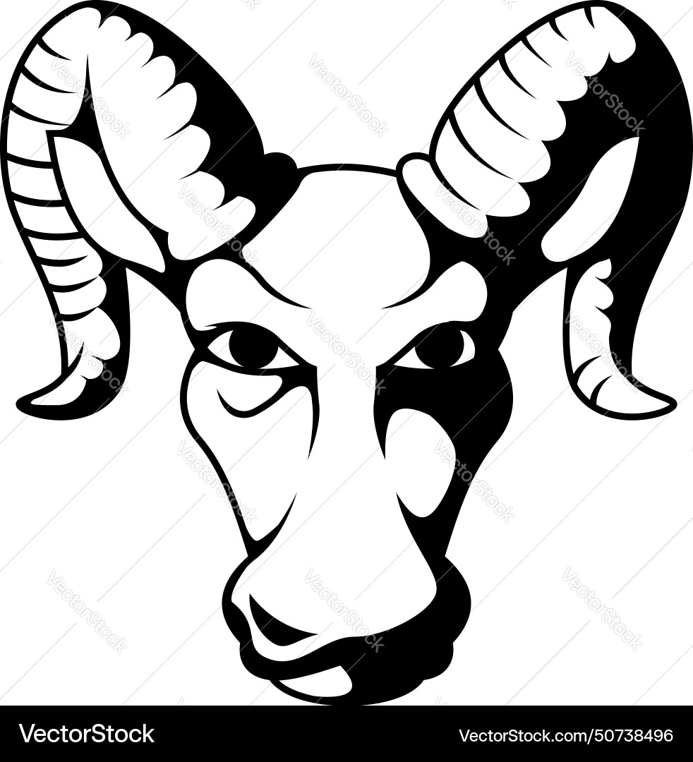 Angry ram head outline Royalty Free Vector Image