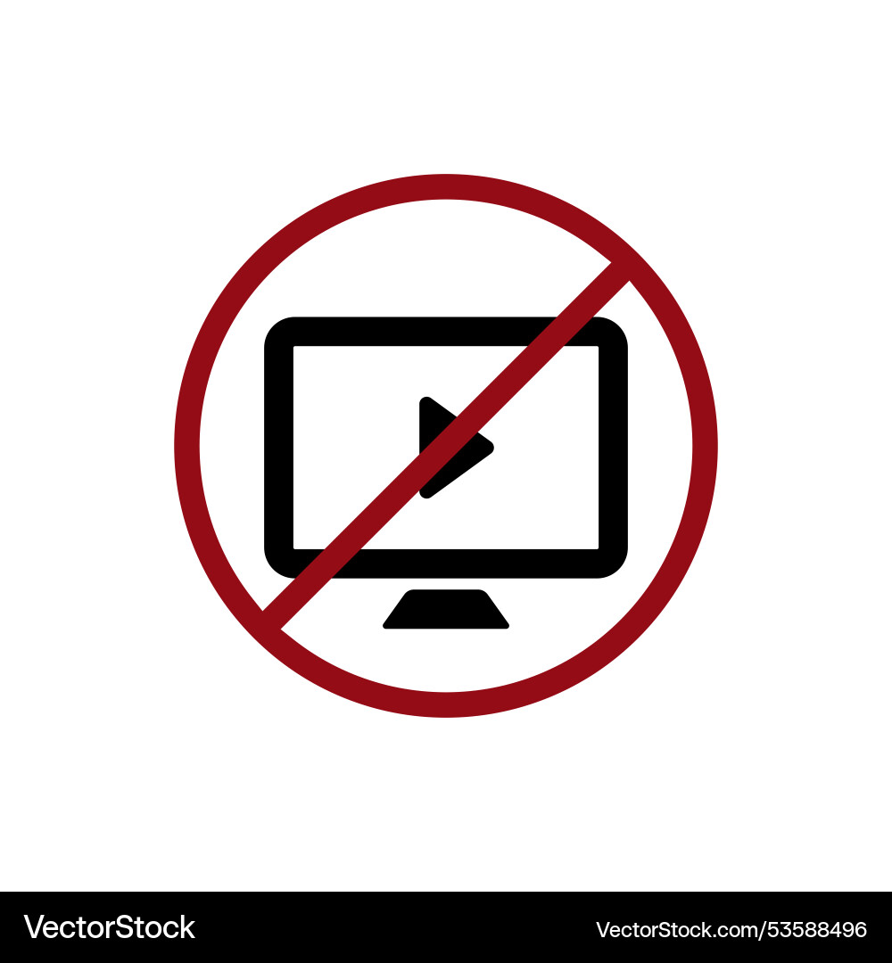 Ban video icon forbidden sign Royalty Free Vector Image