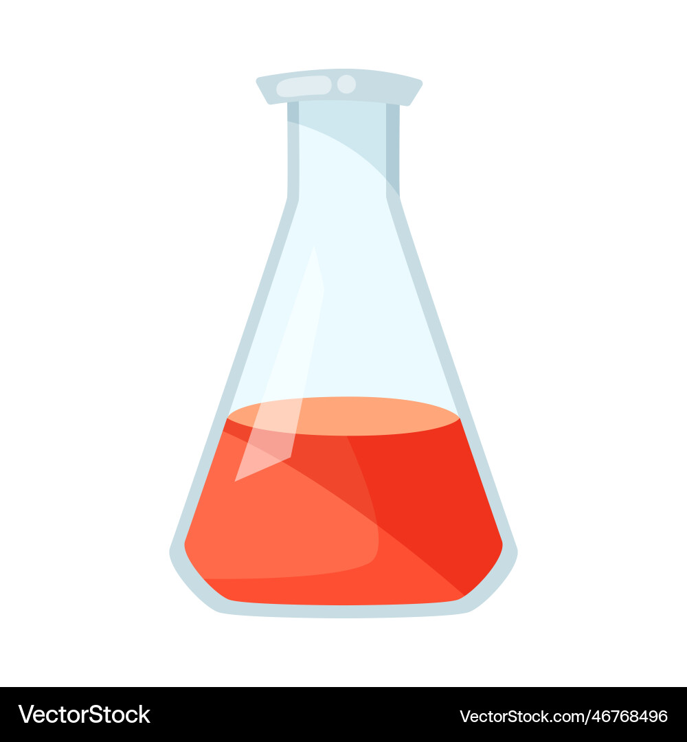 Cartoon conical flask with orange liquid Vector Image