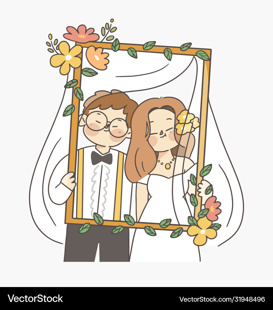 Celebration day happy marriage drawing 2 Vector Image