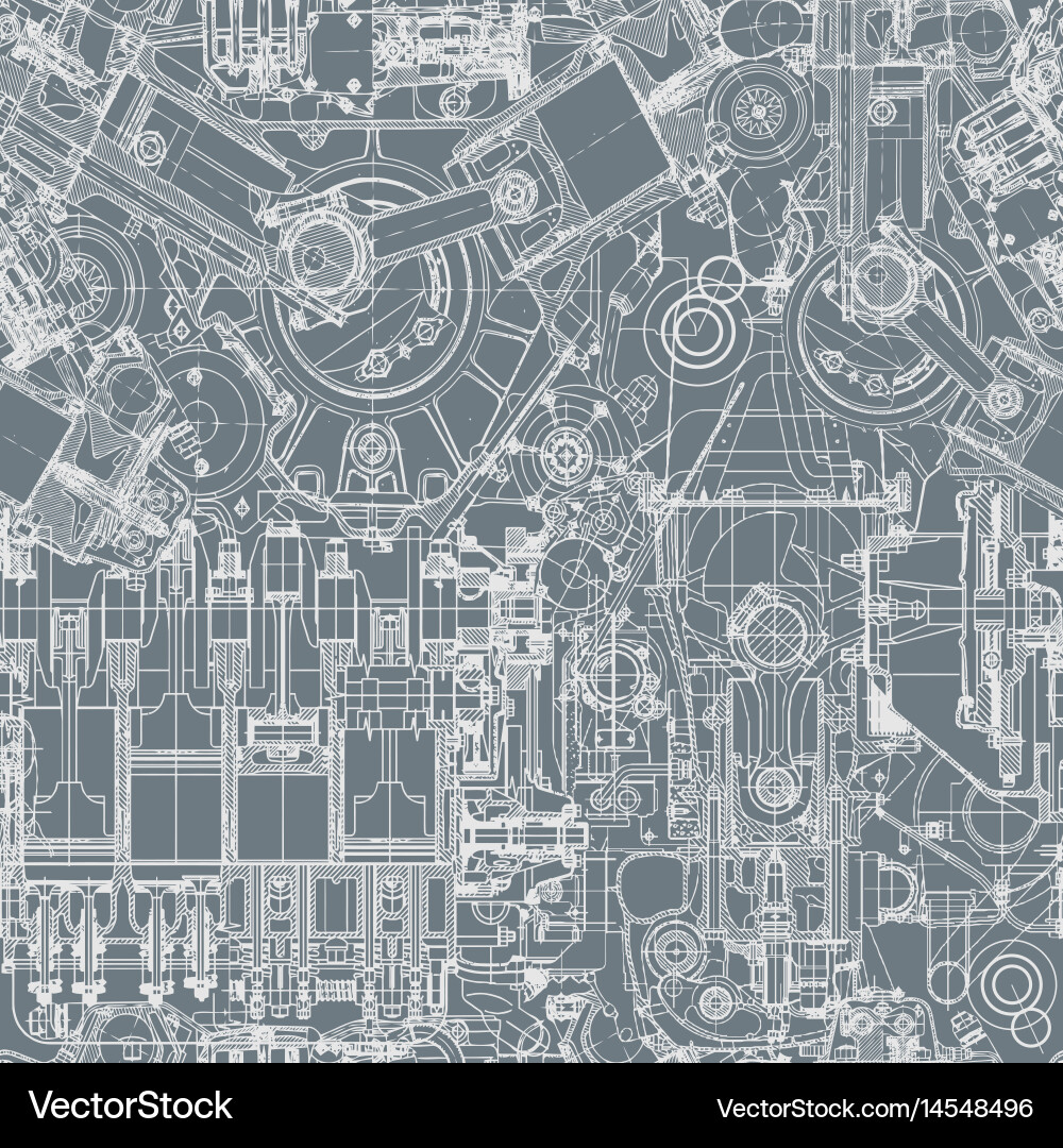 Drawing engine seamless pattern background Vector Image