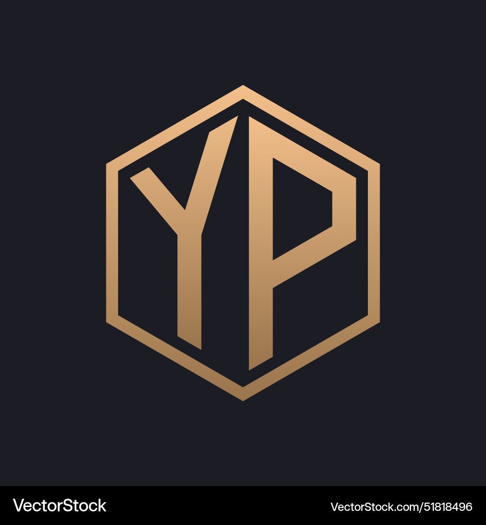 Elegant hexagon letter yp logo design initial Vector Image