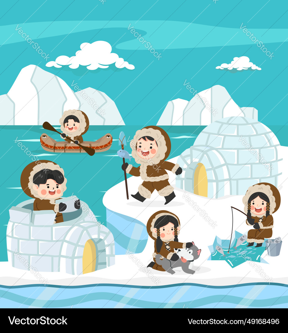 Inuit eskimo north pole arctic Royalty Free Vector Image
