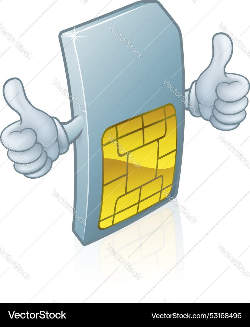 Mobile phone sim card mascot cartoon Royalty Free Vector