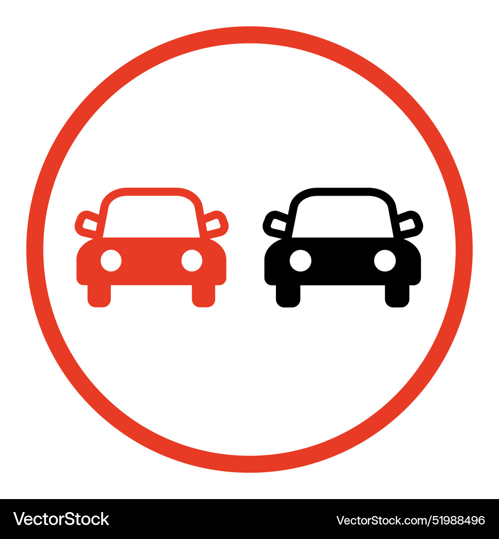 No overtaking icon mark in filled style Royalty Free Vector