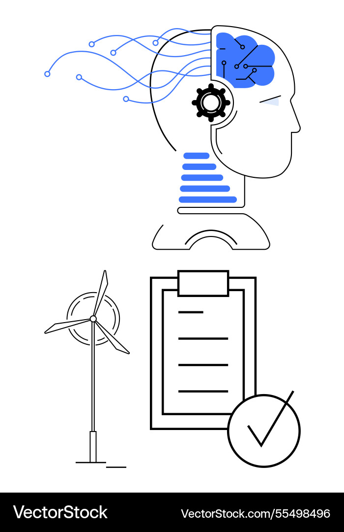 Renewable energy and artificial intelligence Vector Image
