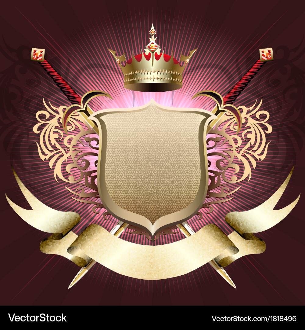 Shield with crown Royalty Free Vector Image - VectorStock