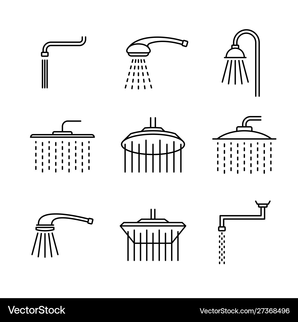 Shower head type icons set outline style Vector Image