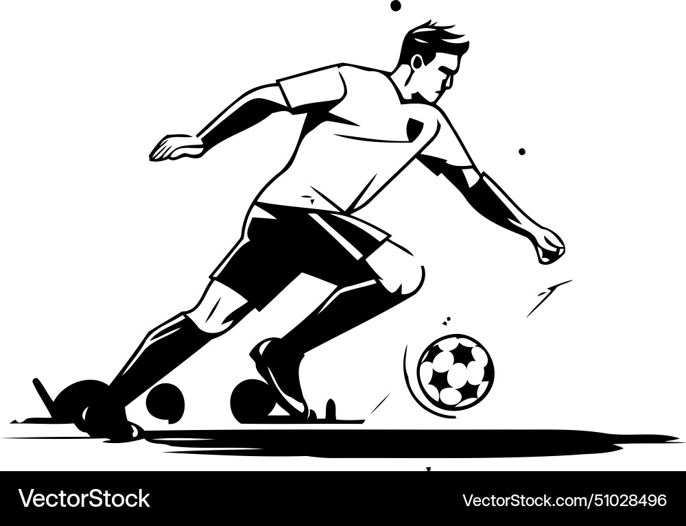 Soccer player kicking the ball Royalty Free Vector Image