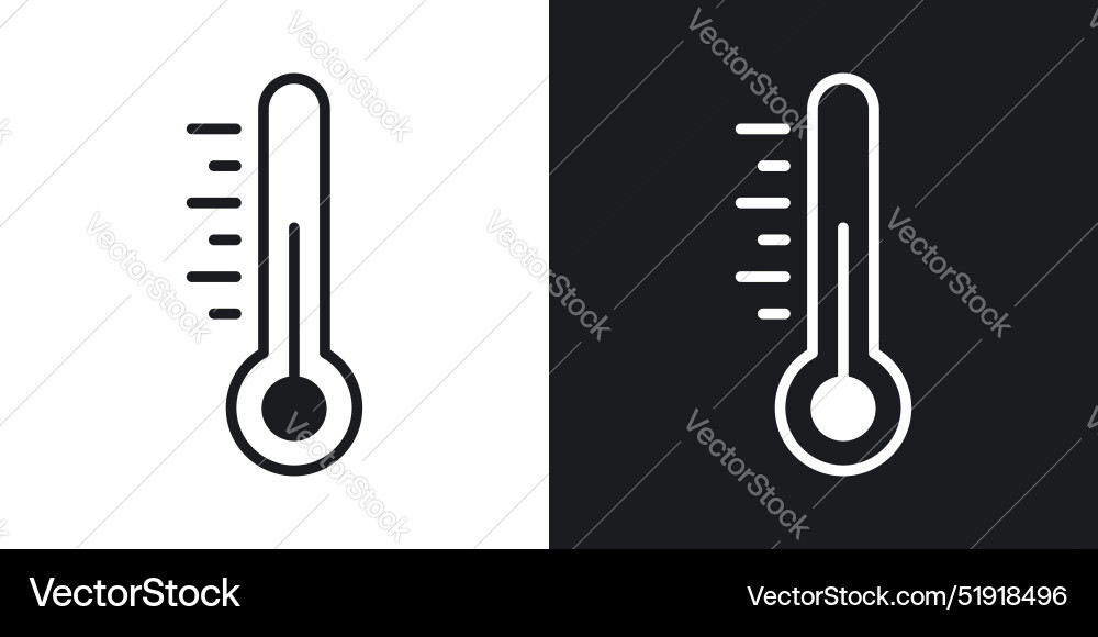 Temperature icon set in solid black and white Vector Image