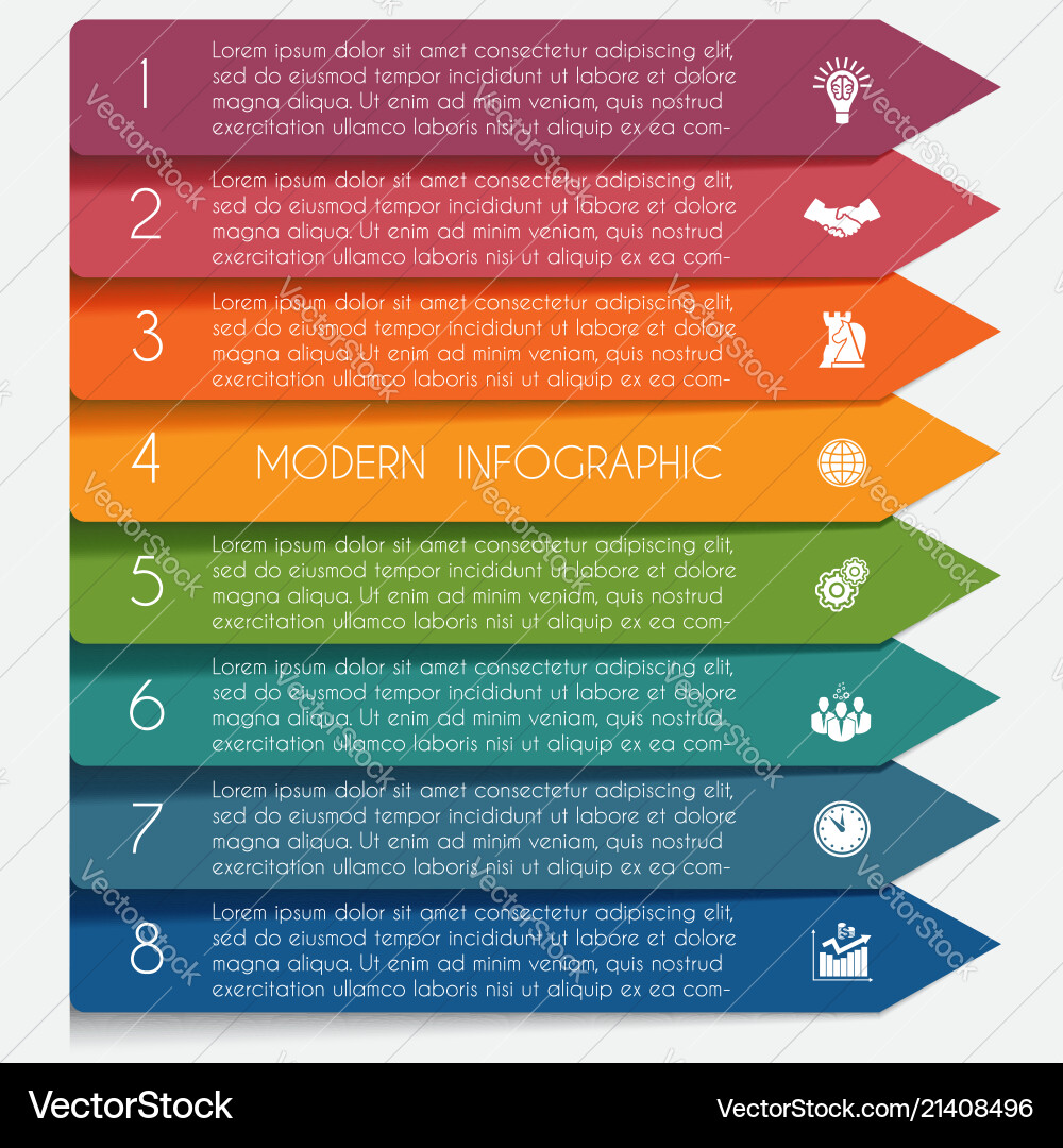 Template infographic horizontal colorful arrows Vector Image