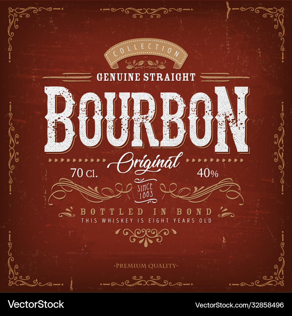 Vintage bourbon label for bottle Royalty Free Vector Image