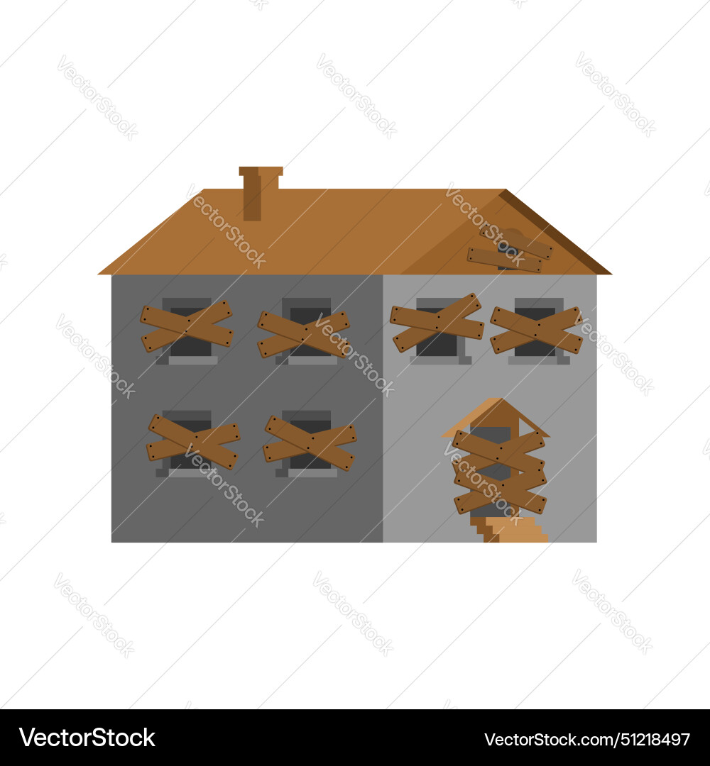 Abandoned house with boarded up windows Royalty Free Vector
