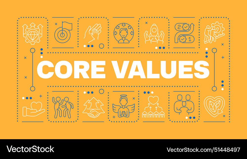 Core values orange word concept Royalty Free Vector Image