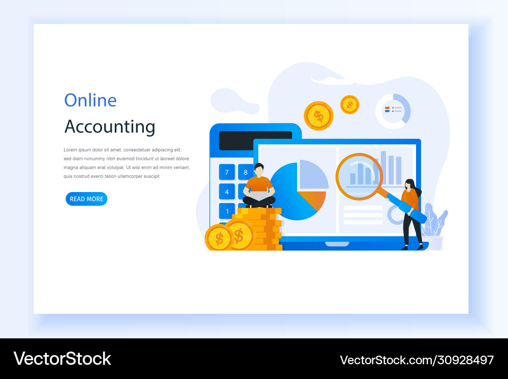 Landing page for digital accounting Royalty Free Vector