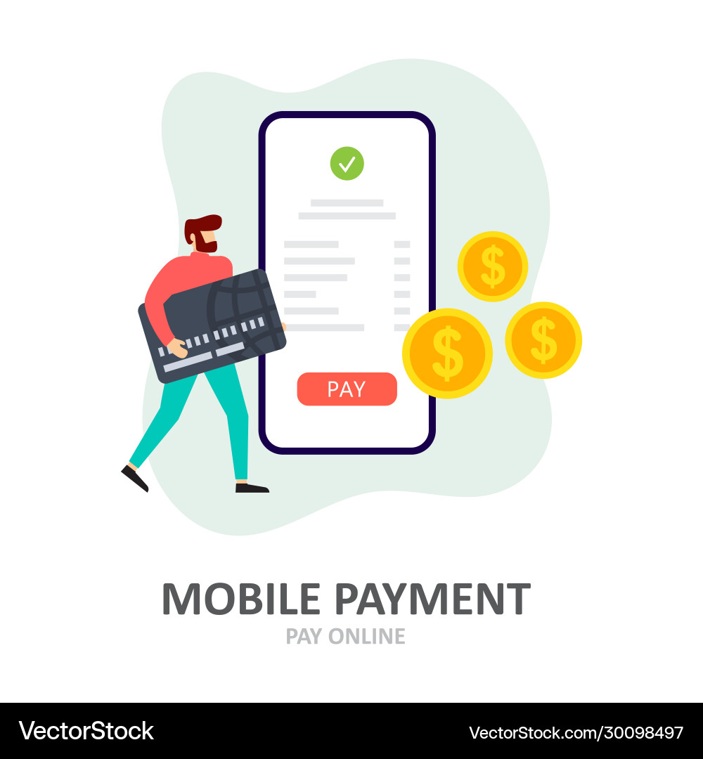 Payment using a smartphone mobile online Vector Image