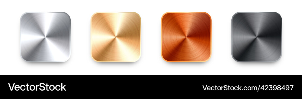 Realistic square metal chrome button steel volume Vector Image