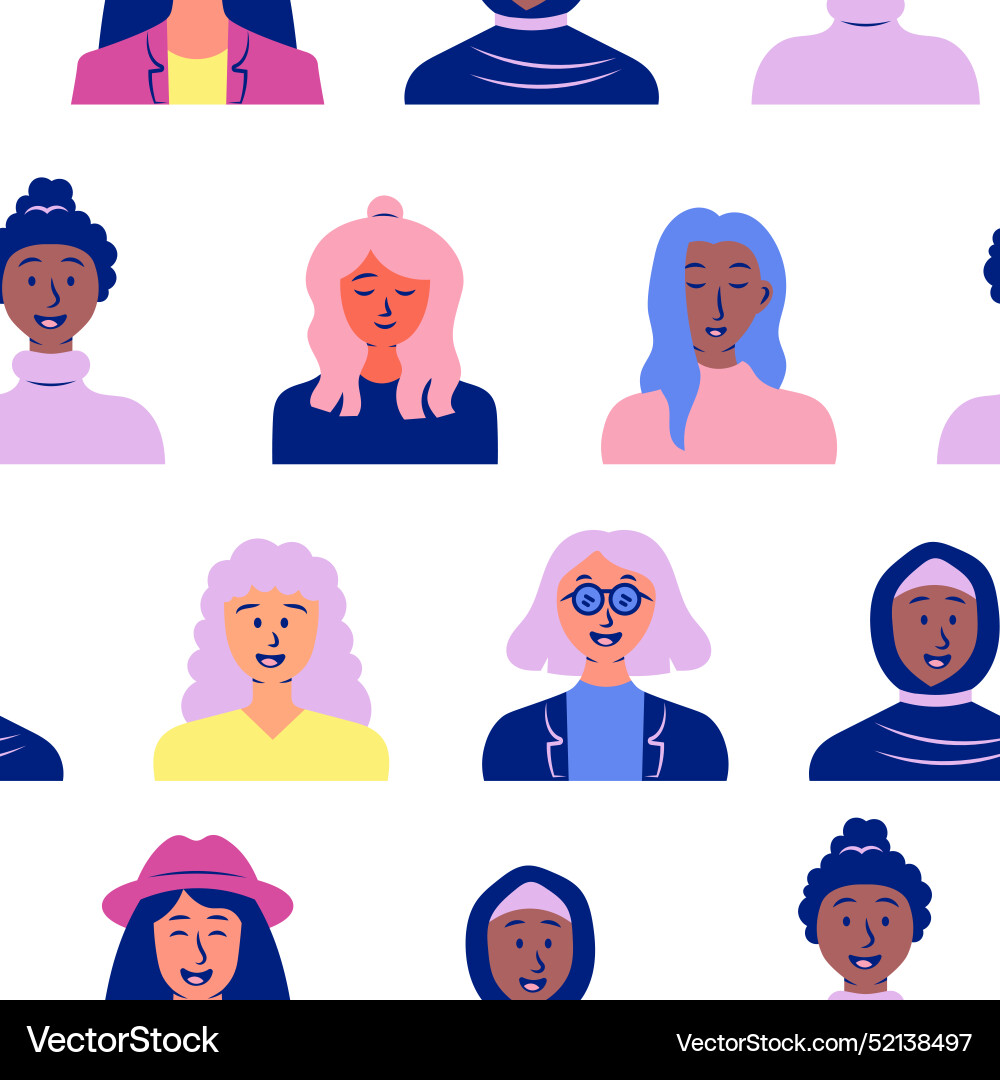 Women avatars seamless pattern Royalty Free Vector Image
