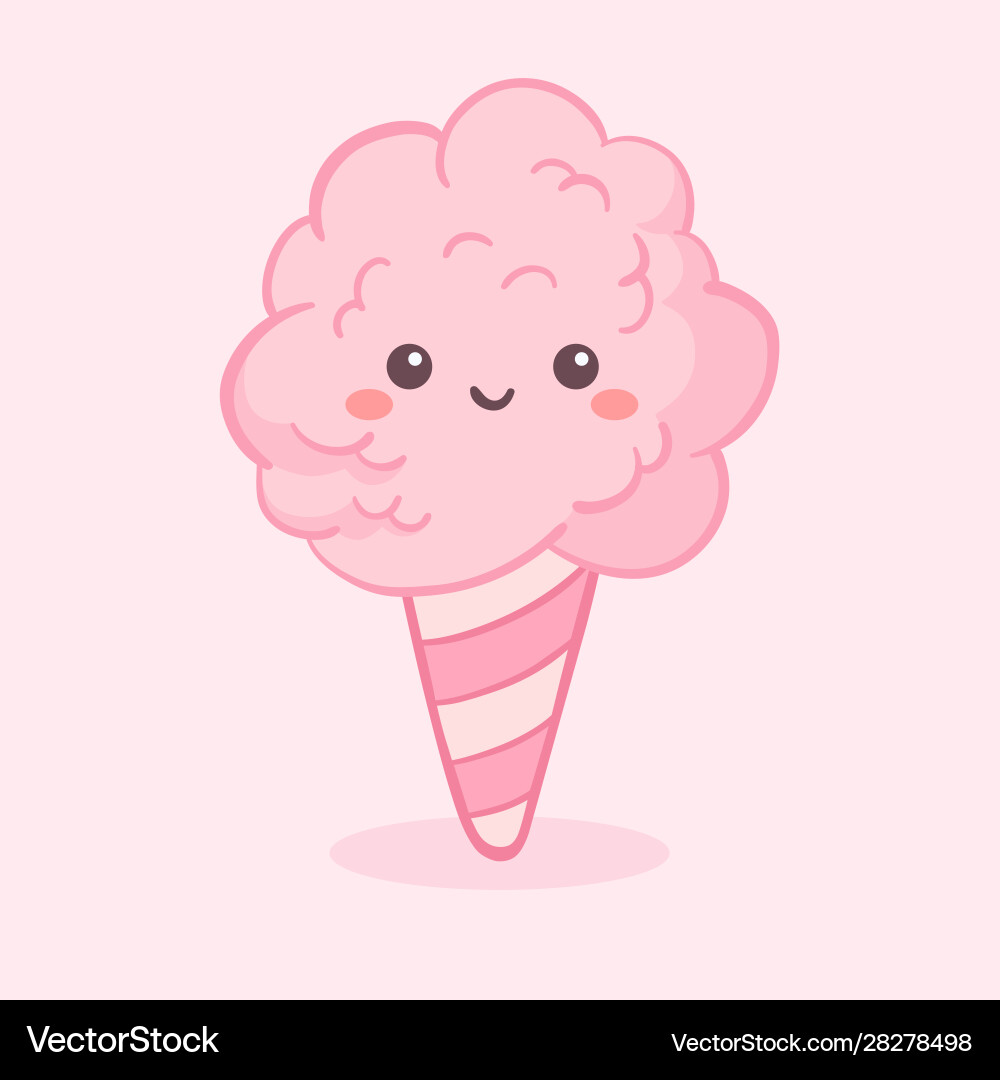 Cute pink cotton candy cartoon Royalty Free Vector Image