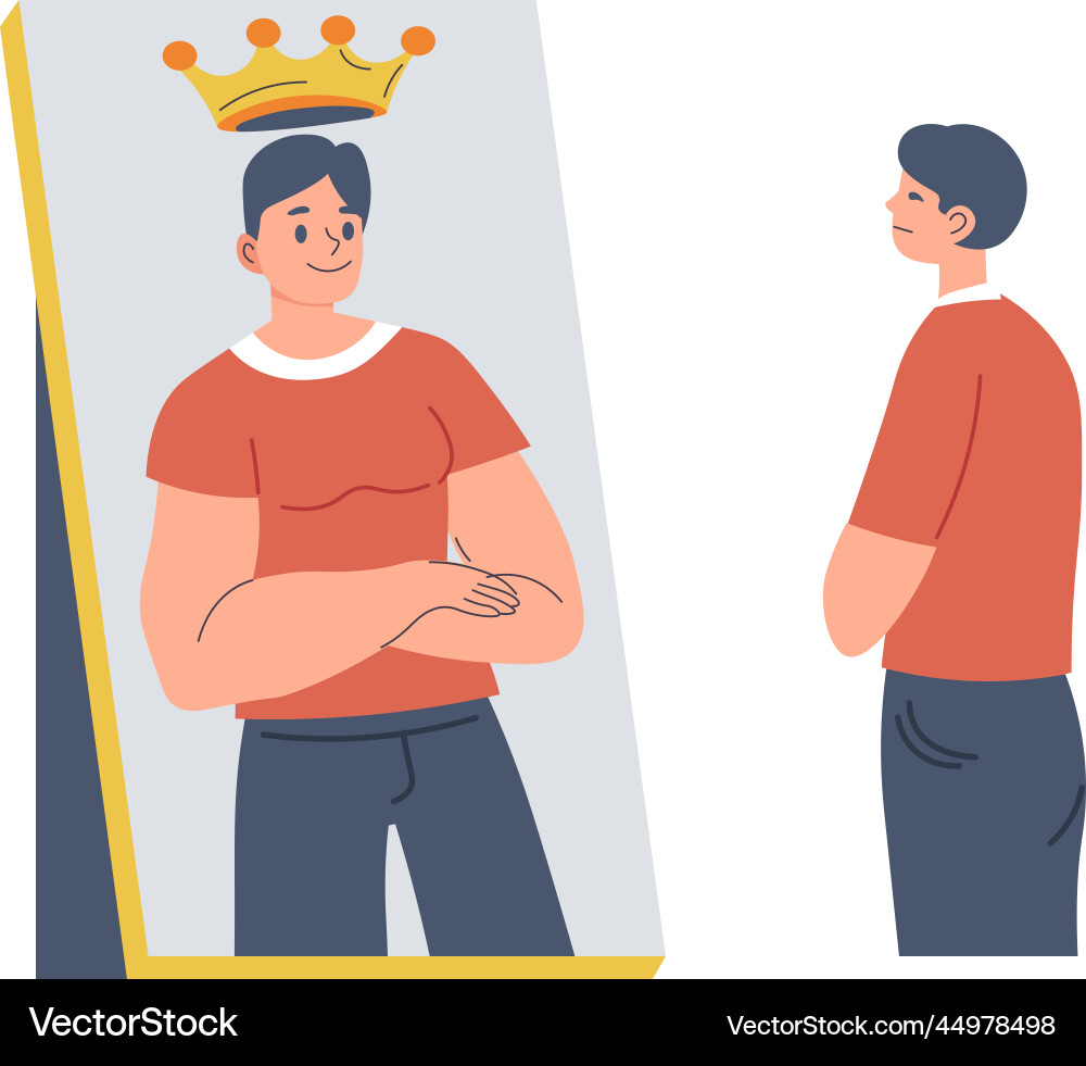 Distorted self esteem narcissistic male character Vector Image