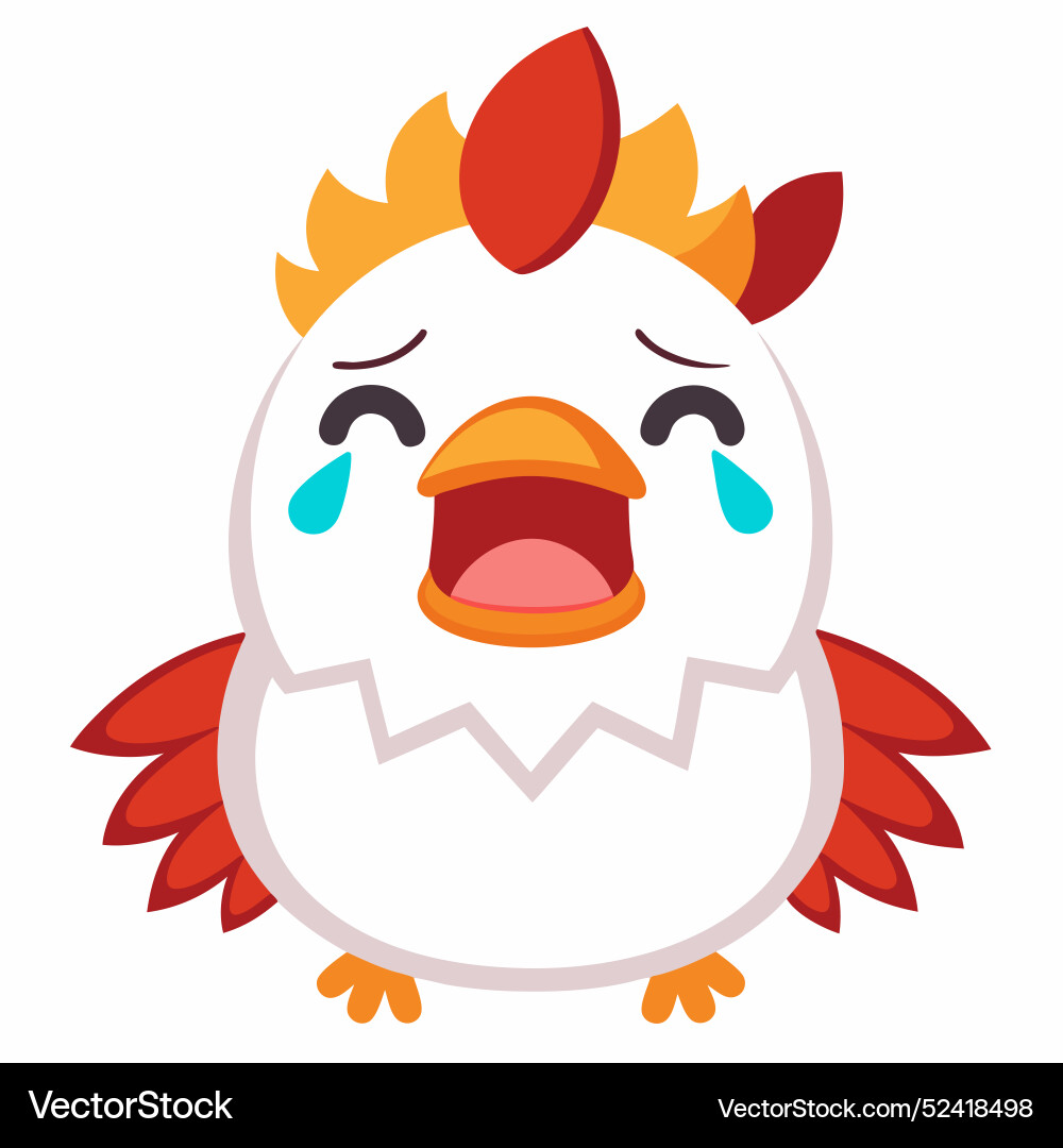 Dorking chicken cries kawaii Royalty Free Vector Image