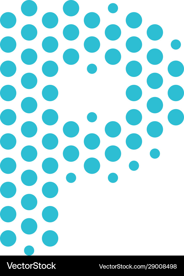 Dotted letter p logo alphabet particles logotype Vector Image
